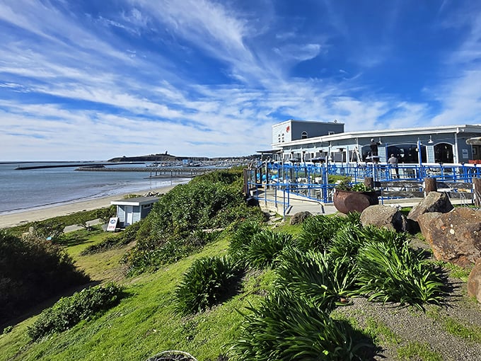 Sam's Chowder House perches above the coastline like a captain's lookout, serving ocean-to-table meals with panoramic views.