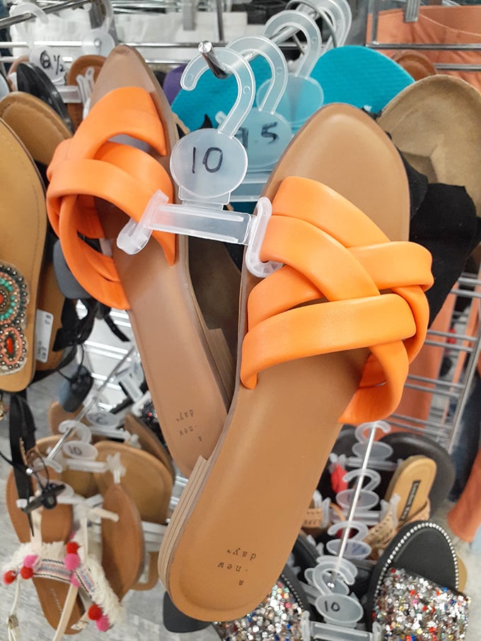 Fancy footwear that won't flip-flop your budget. These orange beauties are begging for a beach day or casual dinner date.