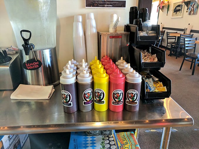 The sauce lineup—like the Avengers of flavor, each with its own superpower. Choose wisely, or try them all—there are no wrong answers.