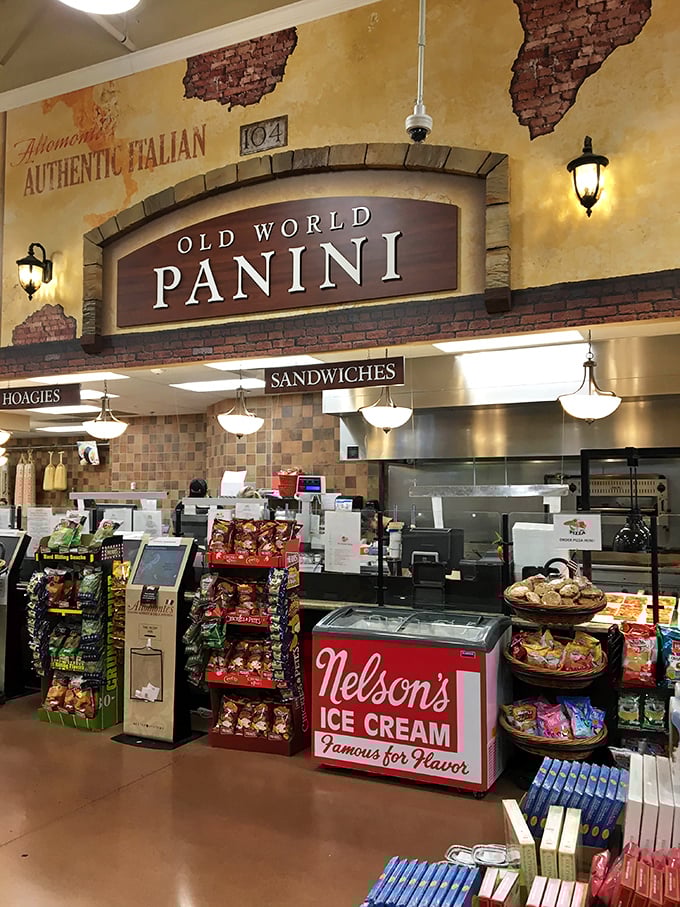 "Old World Panini" isn't just a sign—it's a promise. The sandwich counter where lunch dreams come true and decision anxiety reaches new heights.