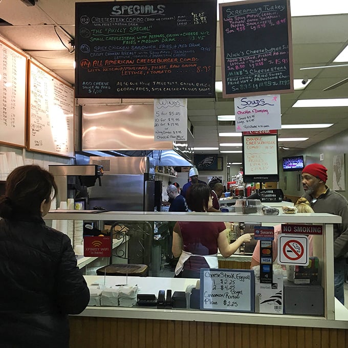 The ordering counter—where decisions are made, appetites are satisfied, and regulars are greeted by name. Sandwich democracy in action.