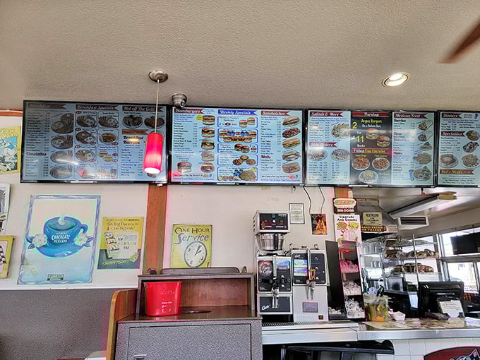 Menu boards that don't need fancy fonts or food stylists—just honest pictures of what you'll actually get. Revolutionary concept: truth in advertising!
