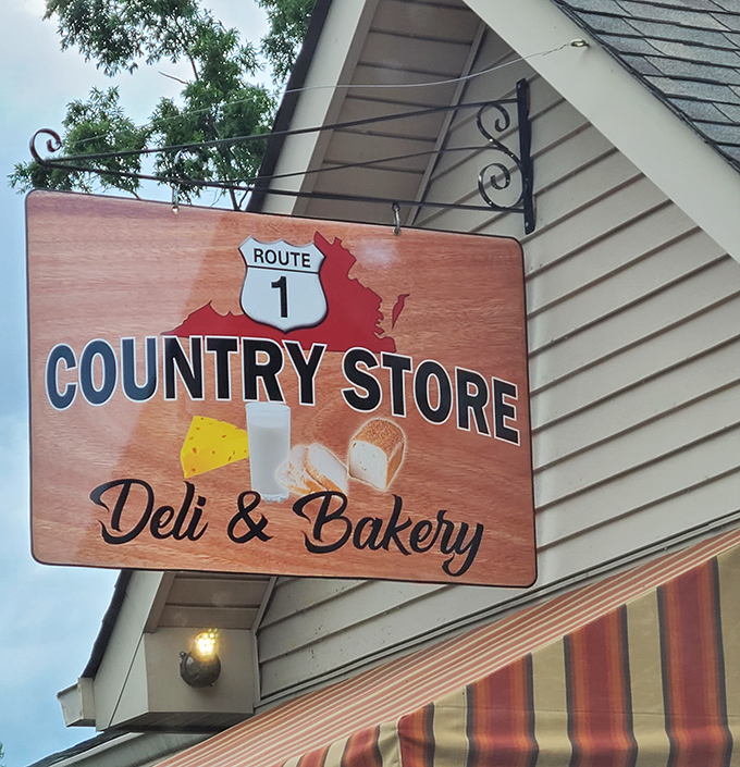 The sign says it all—Route 1 Country Store isn't trying to reinvent anything, just perfect what already works beautifully.