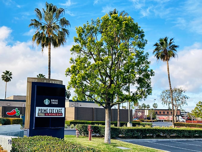 Even the signage has California style – palm trees standing sentinel over a restaurant that understands the art of hospitality.