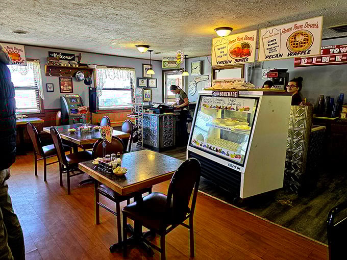 Where the magic happens – the diner's interior showcases the dessert case and counter where locals gather for both food and community.