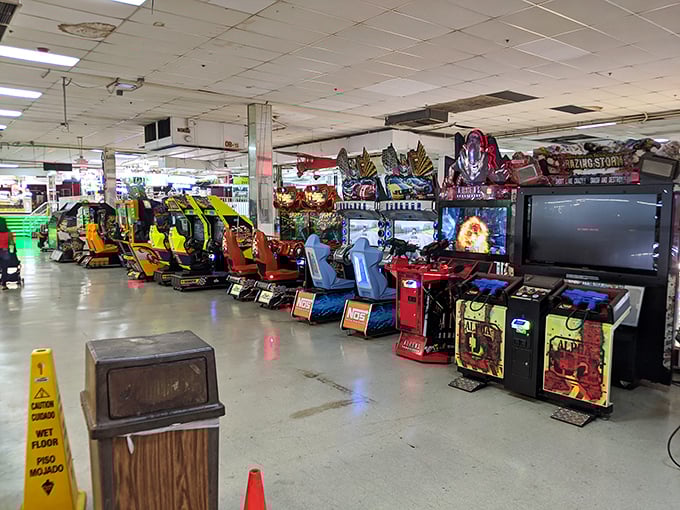 The arcade section hums with electronic nostalgia, offering games that parents remember from their youth and kids discover with wide-eyed wonder.