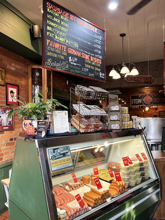 The to-go counter where dreams come true for home cooks. These sausages aren't just food—they're edible souvenirs that will make your refrigerator feel fancy.