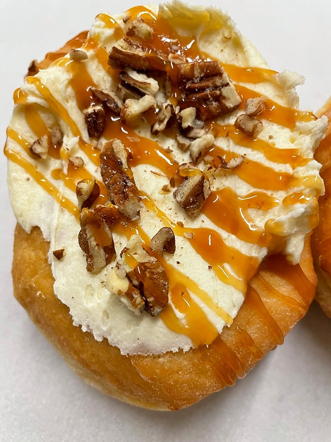 Turtle pie in donut form – when regular desserts just aren't extra enough for your sweet tooth.