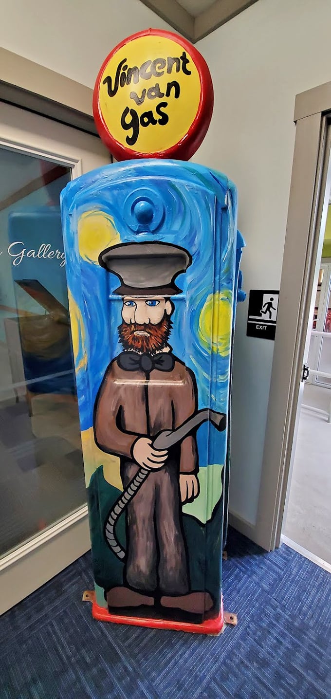 The whimsical "Vincent van Gas" pump proves that even museum curators aren't above a good visual pun.