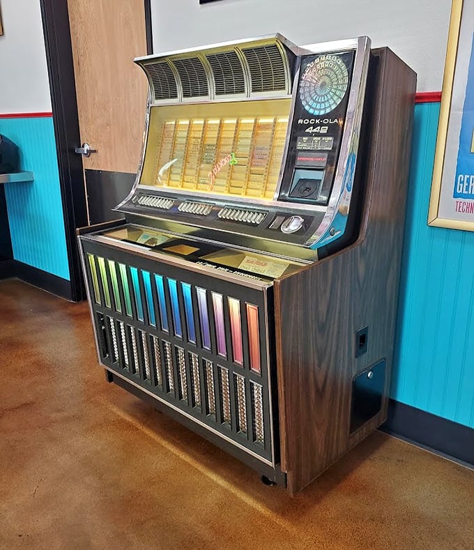 This isn't just a jukebox—it's a time machine disguised as a music player, ready to transport you back to simpler, rock-and-rolling times.