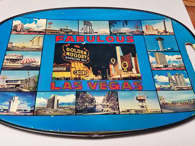 Vegas before the mega-resorts. This tray captures the desert oasis when the Rat Pack ruled and neon was an art form.