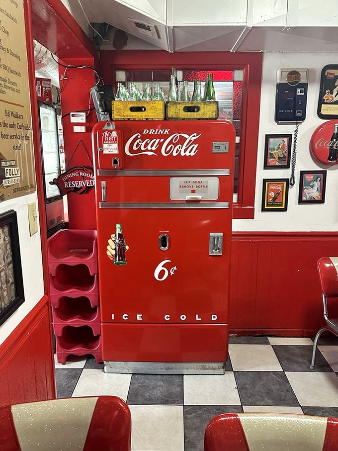 That vintage Coca-Cola machine isn't just decoration—it's a reminder of when six cents could buy happiness in a bottle.