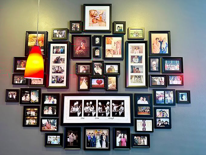 A wall of memories tells the story of community better than words ever could—each frame a chapter in the Scotty's family album.