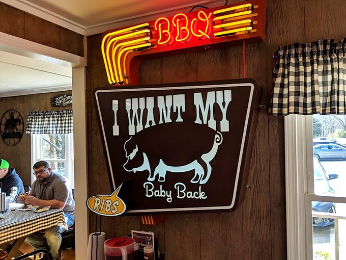"I Want My Baby Back" isn't just a sign—it's the anthem of everyone who's ever tasted these ribs and had to leave before ordering seconds.