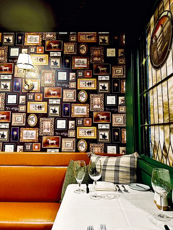 A gallery wall that gives you something to discuss between courses, creating the perfect backdrop for both food and conversation.