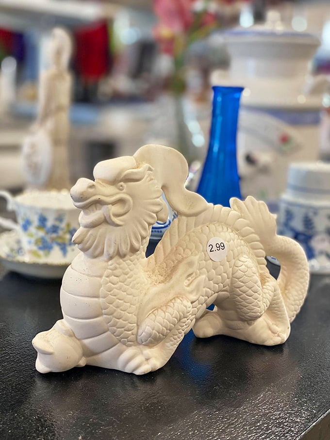 This little dragon figurine is waiting to guard your keys, jewelry, or simply add whimsical charm to your bookshelf.