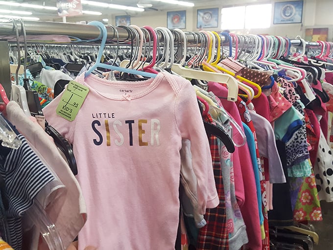 Tiny fashionistas start here! This "Little Sister" onesie represents thousands of barely-worn baby clothes that outgrow their first owners faster than ice cream melts.