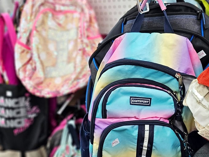 Backpacks sporting rainbow hues and multiple pockets—perfect for students, hikers, or anyone who needs to carry more than their pockets allow.