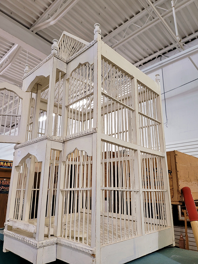 This vintage birdcage wasn't built for actual birds—it was designed for conversations about the birdcage you found at that amazing flea market.