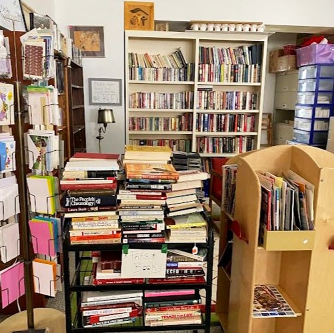 The book corner—where literary treasures and beach reads mingle democratically, waiting to fill your shelves and weekend hours.