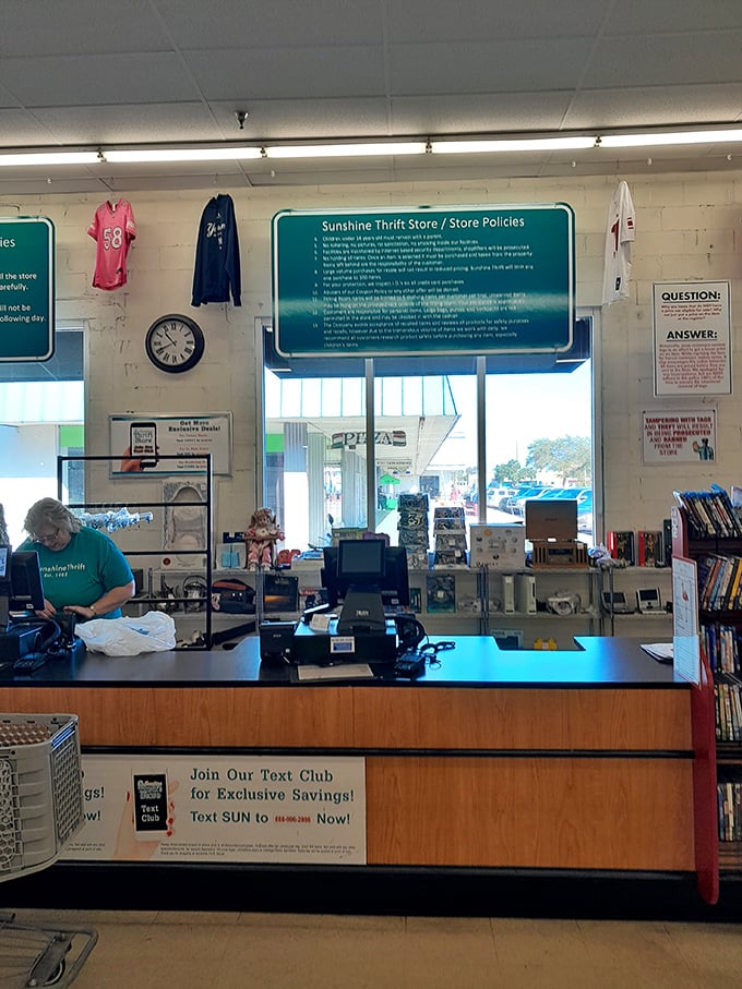 The friendly checkout counter where your treasure hunt concludes and your wallet celebrates the incredible savings achieved.