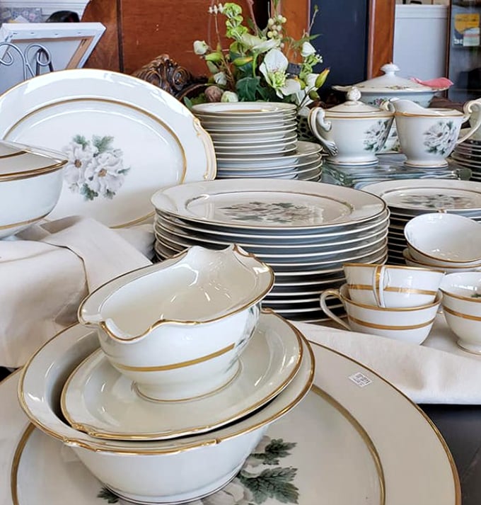 Fine china that's survived decades of holiday meals stands ready for your table—because food always tastes better on dishes with history.