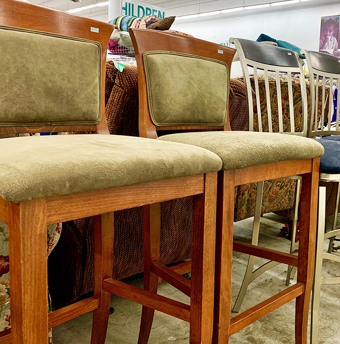 Bar stools with character await their next home—perfect perches for morning coffee or evening cocktails with stories to tell.