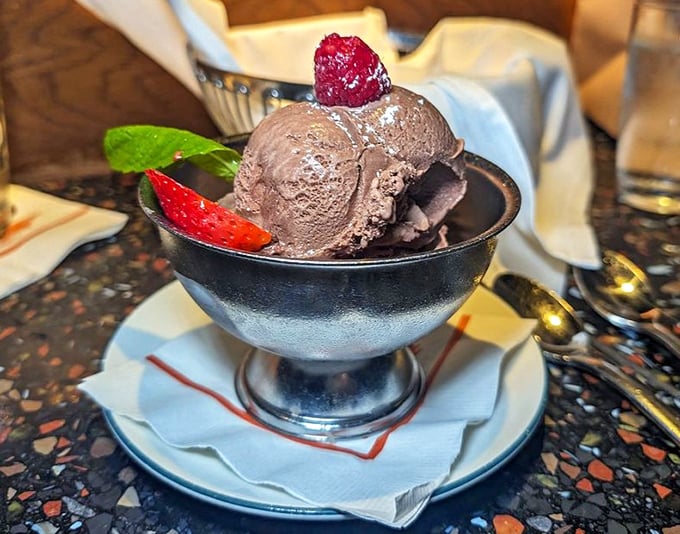 Chocolate gelato that doesn't just satisfy a sweet tooth—it recalibrates your entire understanding of what dessert can be.