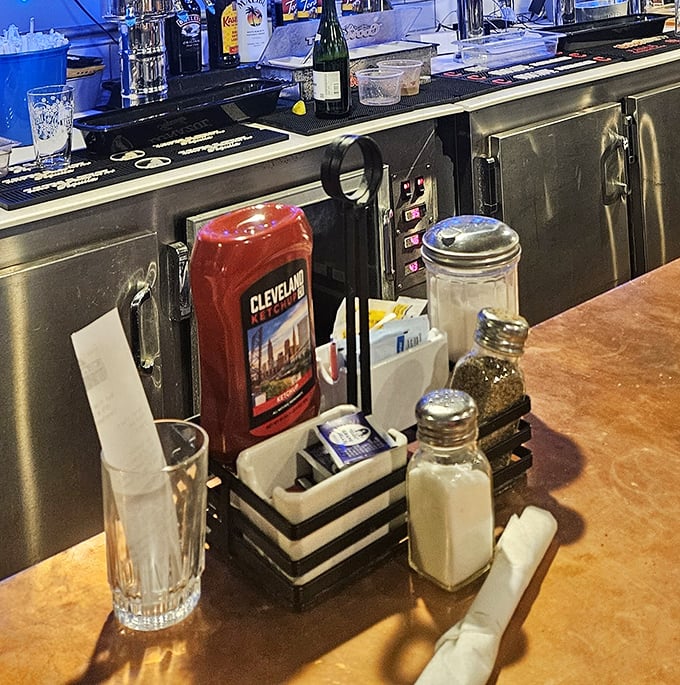 The condiment caddy—that humble table sentinel ensuring your breakfast potatoes never suffer the indignity of insufficient ketchup or salt.