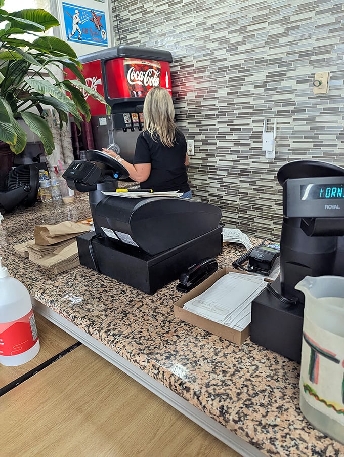 The beating heart of any great diner—a counter where orders are called, coffee is poured, and the restaurant's rhythm is conducted.
