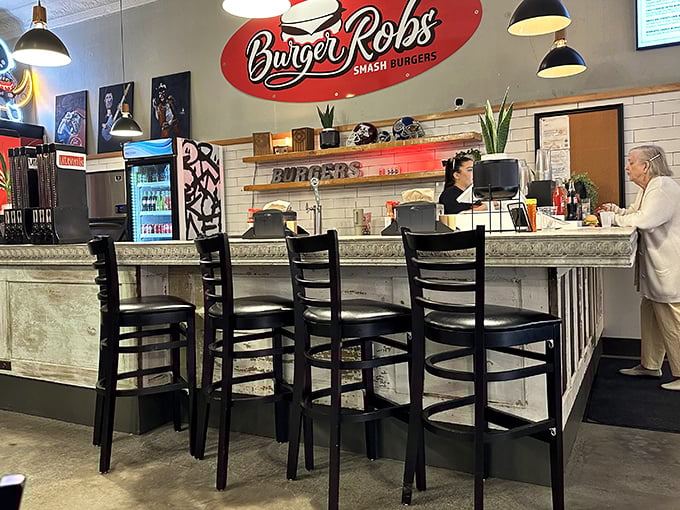 Counter seating lets you watch the burger magic happen. It's dinner and a show, with the sizzle of the grill providing the soundtrack.