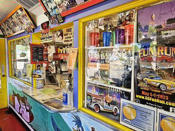 Where ordering a burger comes with a side of sensory overload. Every sticker tells a story, every photo frames a memory.