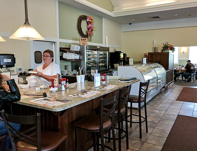 Counter seating for solo adventurers and pie enthusiasts – because sometimes you need your space to properly appreciate dessert.