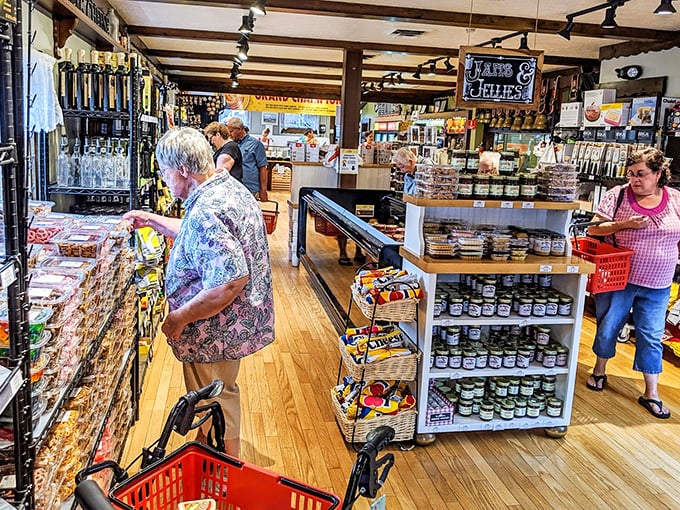 Shopping baskets filled with goodies—the universal sign that you're among your cheese-loving tribe. No judgment here, only enablement.