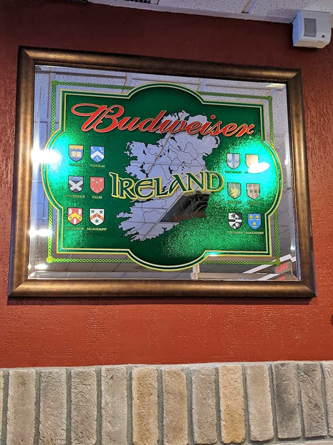 Even the wall art celebrates good times, with Ireland's map reminding everyone that hospitality transcends all borders.