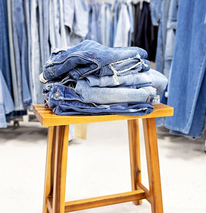 The denim display – where jeans are folded with the care usually reserved for items with much higher price tags.