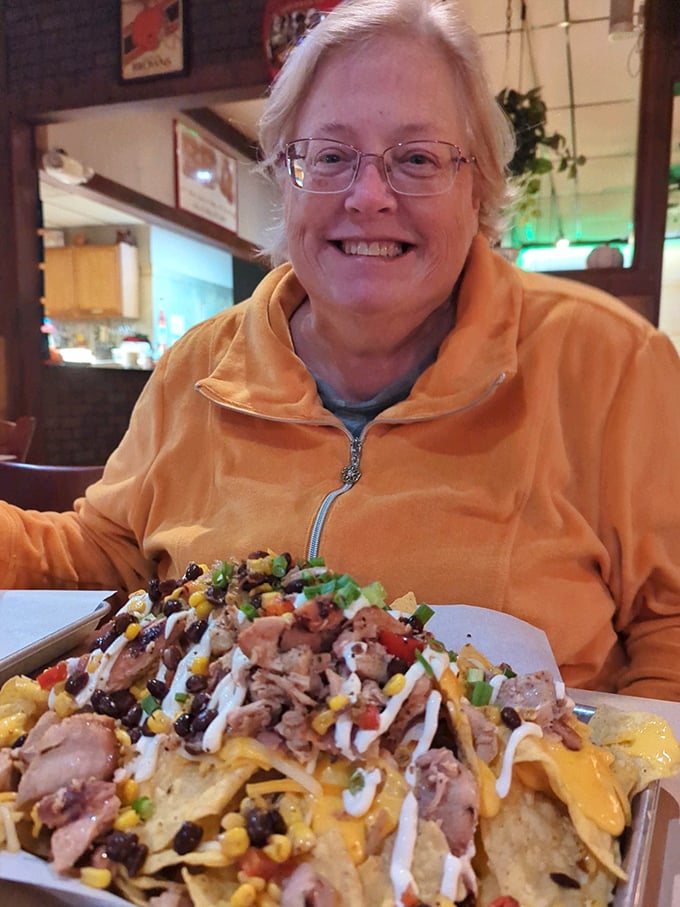 Loaded nachos that could feed a small army—or one very determined BBQ enthusiast. A mountain of toppings that makes sharing optional.