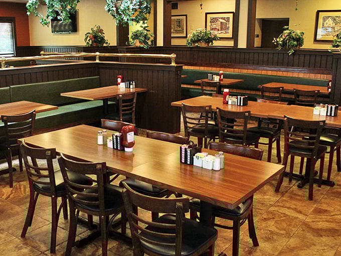 The dining room during peak hours – controlled chaos with a side of home fries.
