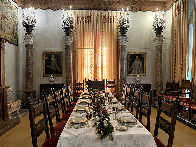 A dining table set for guests who probably had better table manners than any of us. Those place settings have hosted conversations that changed Miami.