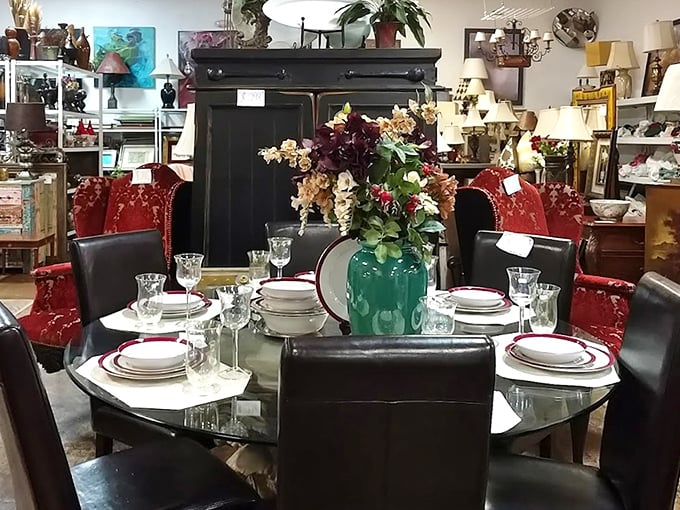 A dining setup that's ready for its close-up. Just add friends, food, and the white lie that you "just picked it up."