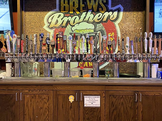 The tap wall – a liquid library where hoppy stories and malty tales await, each handle a different chapter in your evening's adventure.