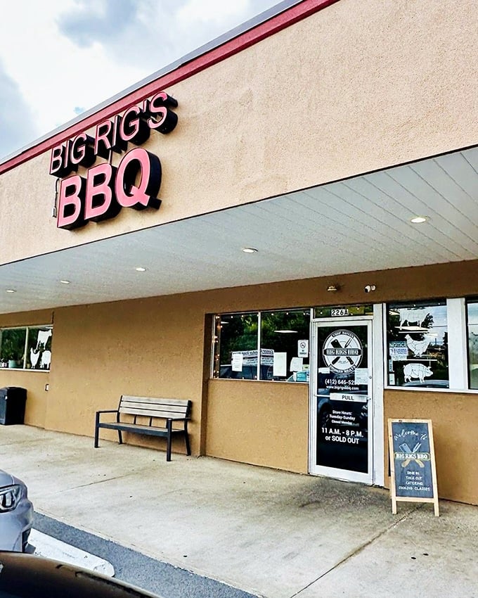 The entrance to meat paradise. That bench outside isn't just seating—it's where you'll contemplate the life-changing meal you just experienced.
