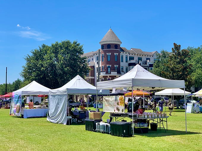 The farmers market transforms ordinary shopping into a social event, where white tents promise treasures both edible and artisanal.