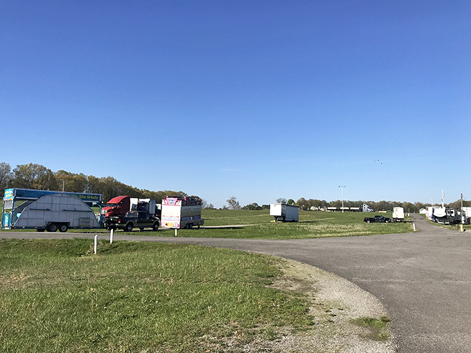 The sprawling grounds accommodate vendors of all stripes, from professional dealers to families clearing out attics on a sunny Virginia morning.