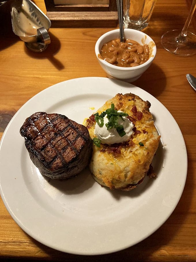 Filet mignon standing tall beside a loaded baked potato—the Fred Astaire and Ginger Rogers of steakhouse duets.