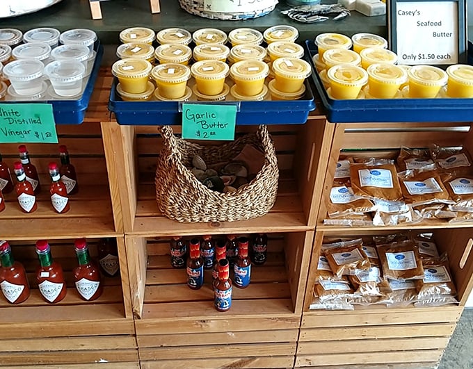 Homemade condiments lined up like soldiers ready for duty. That garlic butter isn't just a condiment—it's liquid gold that transforms everything it touches.