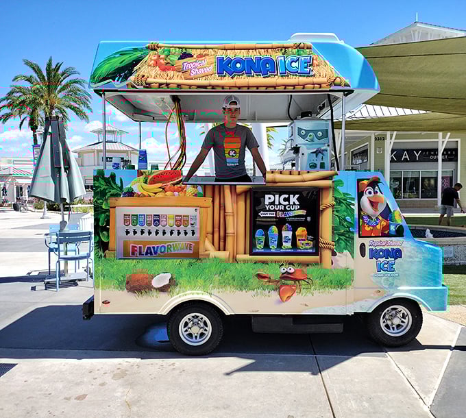Nothing says "vacation treat" quite like a colorful Kona Ice truck appearing like a mirage in the Florida heat.