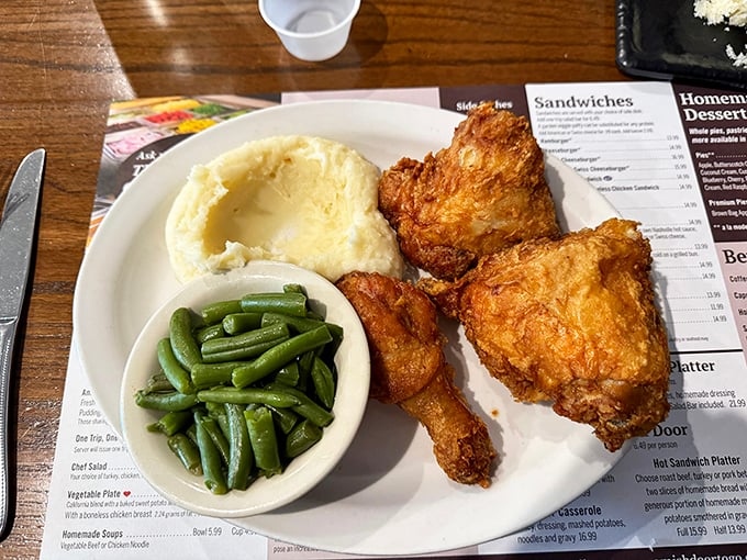 Fried chicken that makes you wonder why you ever eat anything else. That golden crust isn't just cooking—it's culinary armor protecting juicy perfection.