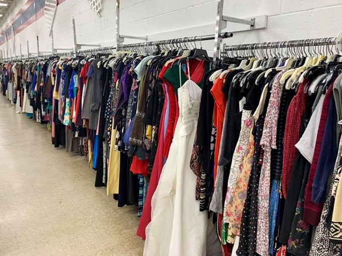 The formal wear section: where wedding dresses and prom gowns await their next big night out.