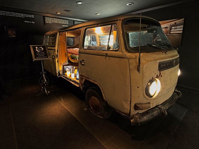 This vintage VW van hasn't moved in years, but according to staff, sometimes the engine mysteriously turns over at 3 AM. 